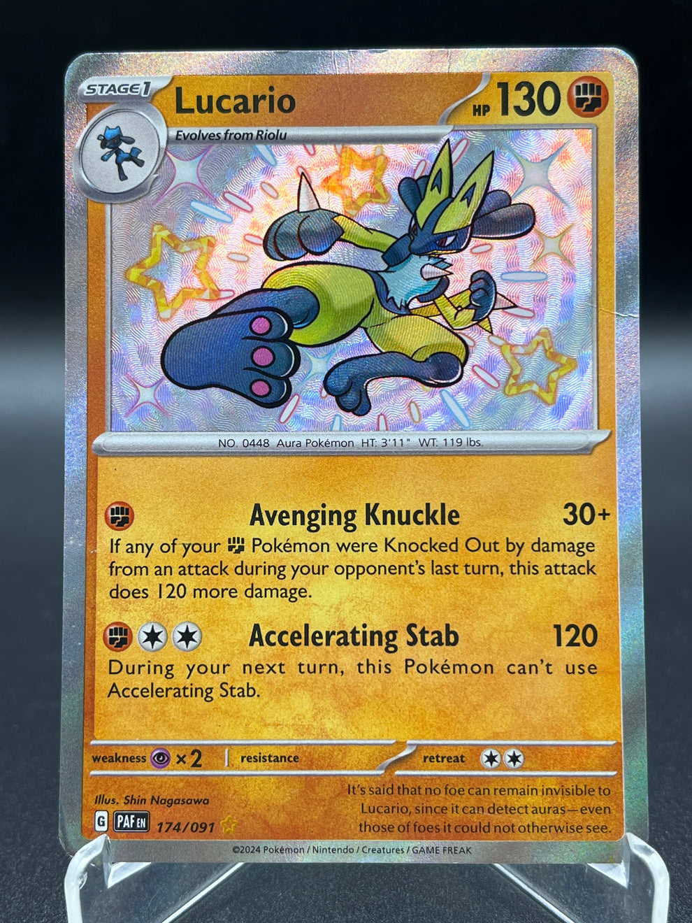Pokémon TCG: 2024 Lucario 174/091 S&V Paldean Fates Shiny (Damaged ...